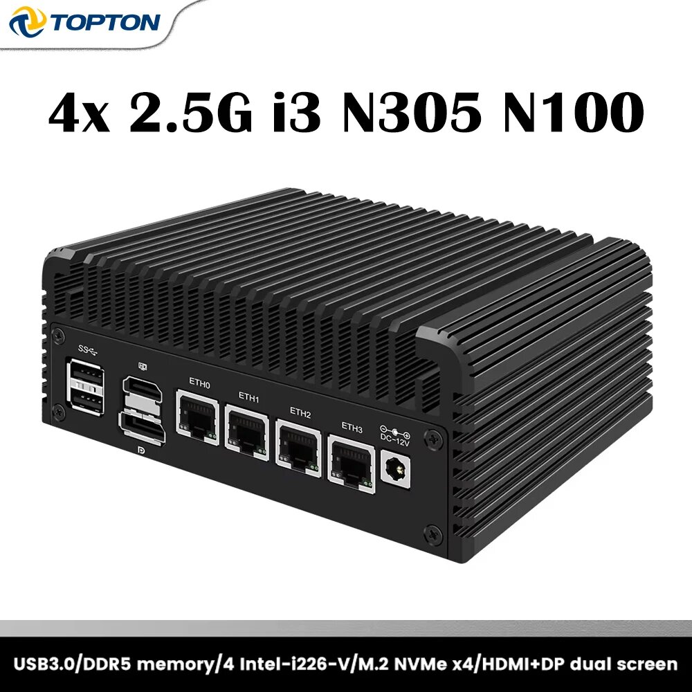 Topton X4C Мини-ПК для pfSense, Proxmox, NAS N305 16GB 256GB