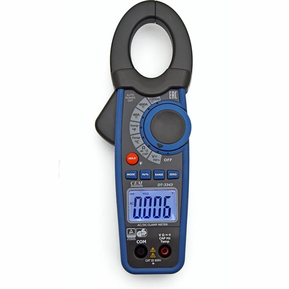 Токовые клещи с датчиком температуры СЕМ DT-3343 480397