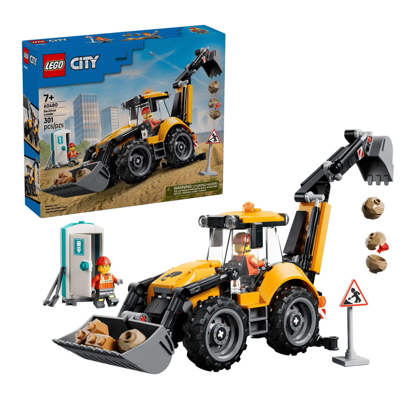 Конструктор LEGO City 60480 Желтый экскаватор-погрузчик, 301 дет.