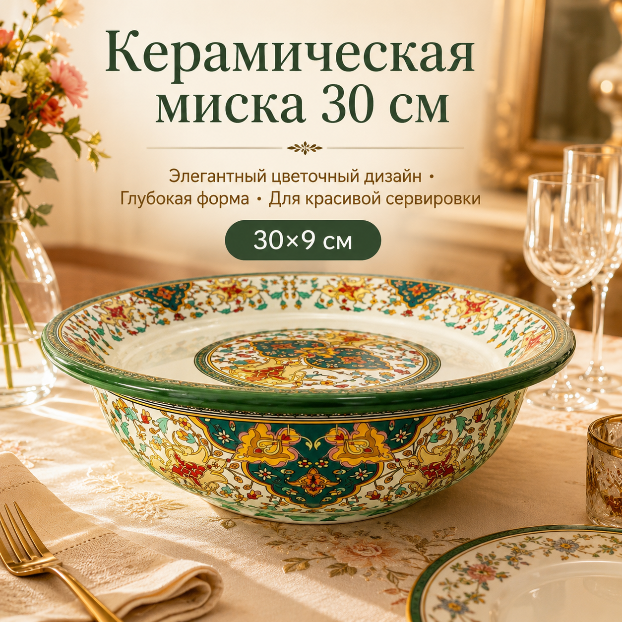 Блюдо Ляган, 2 шт, Эмаль Особо толстая эмалированная миска и тарелка для дома, диаметр 30 см