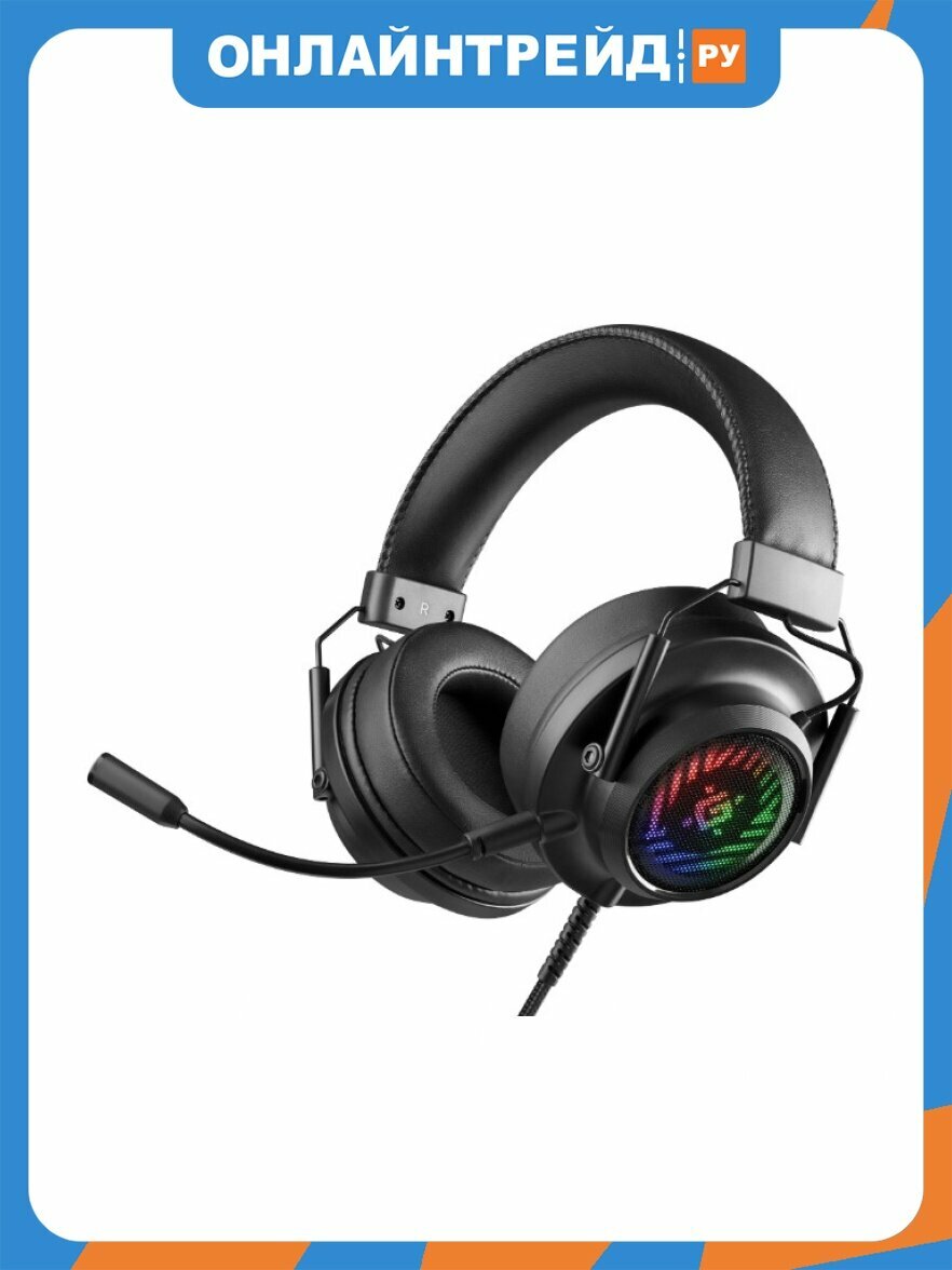 Игровая гарнитура Defender Grendel черный, RGB, провод 2 м