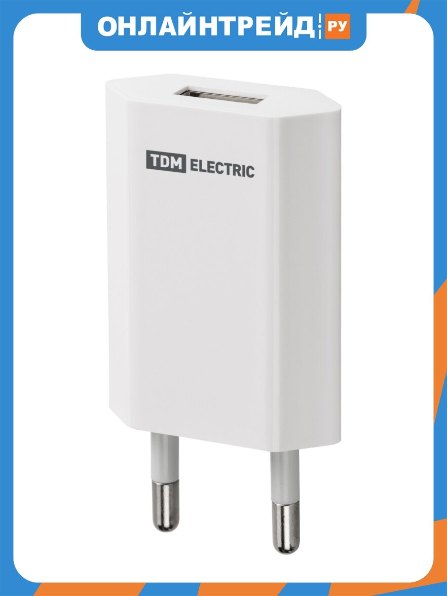 Сетевое зарядное устройство Tdm Electric СЗУ 1, 1 А, 1 USB, белый, SQ1810-0001