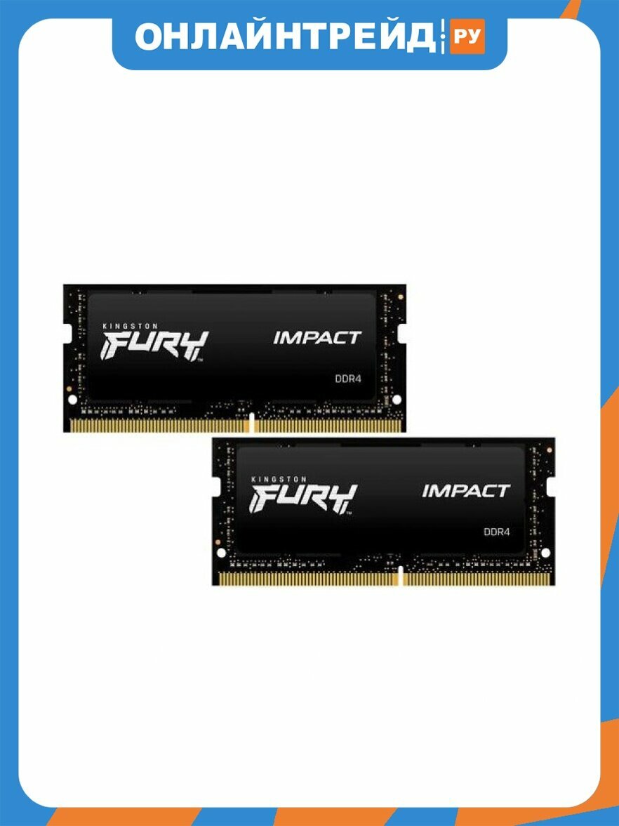 Оперативная память Kingston SO-DIMM DDR4 16Gb (2x8GB) 3200MHz pc-25600 FURY Impact Black (KF432S20IBK2/16)