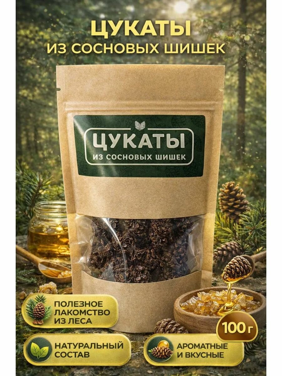 Цукаты из сосновых шишек, 100г
