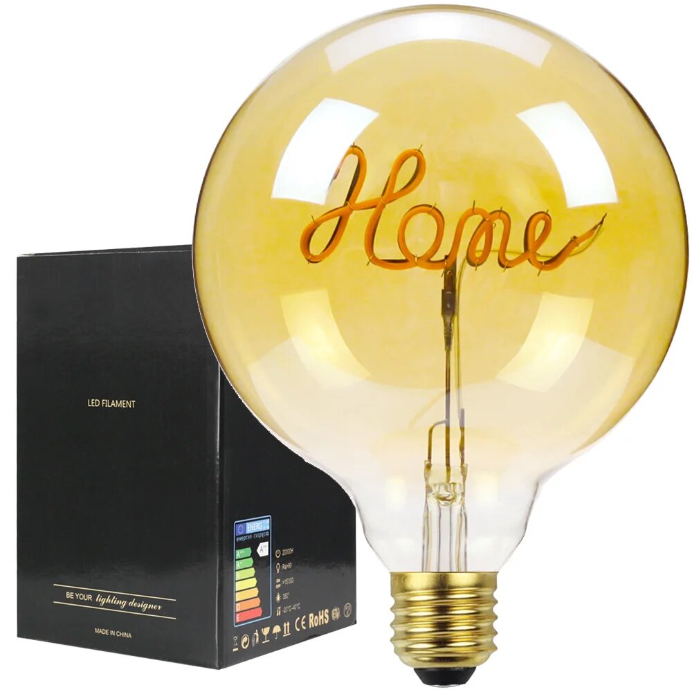 Лампа Эдисона TIANFAN G125 янтарная Home Stand, 220-240V