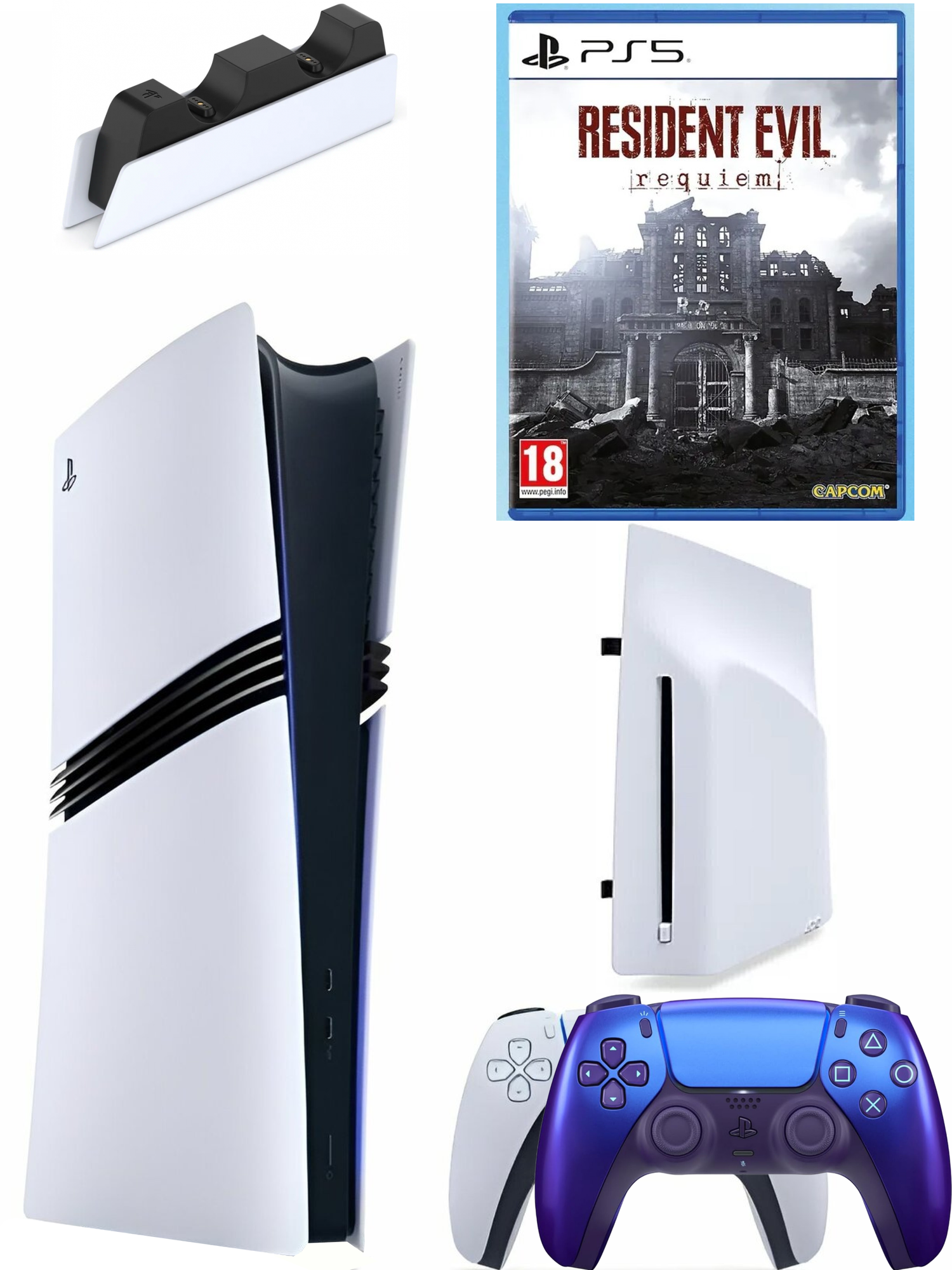 Игровая приставка Sony PS 5 Pro Digital Edition+Зарядная станция+ Дисковод +2-ой геймпад+ Resident Evil Requiem,2Tb SSD