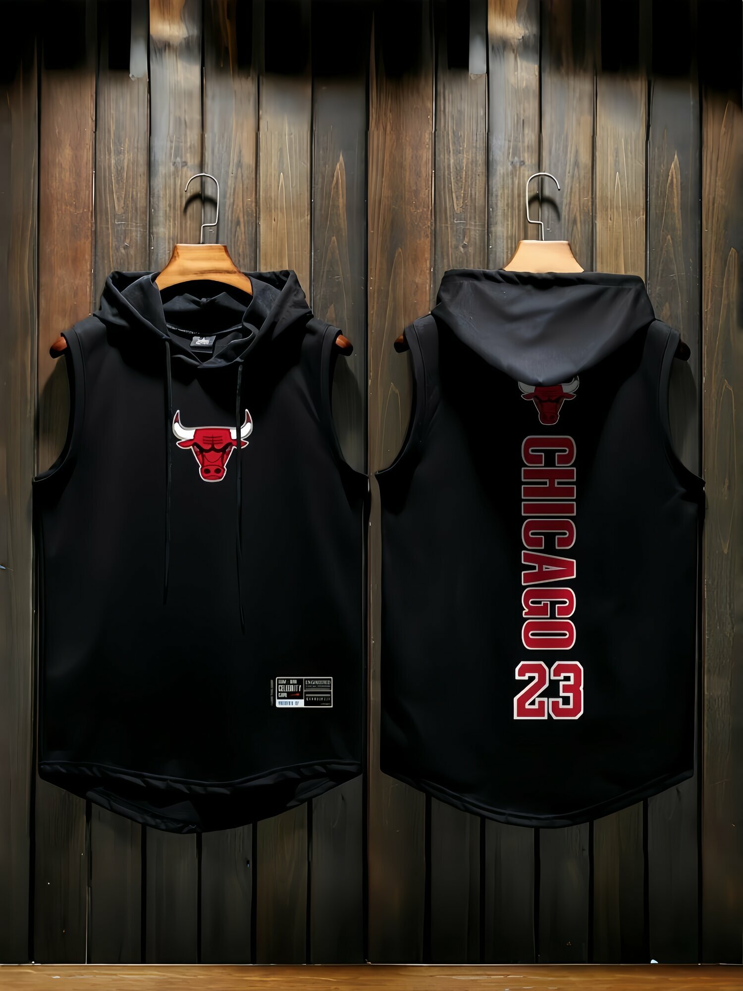 Майка Bulls No.23 Jordan Basketball Star, с капюшоном, мужская, хлопок, лайкра, серая