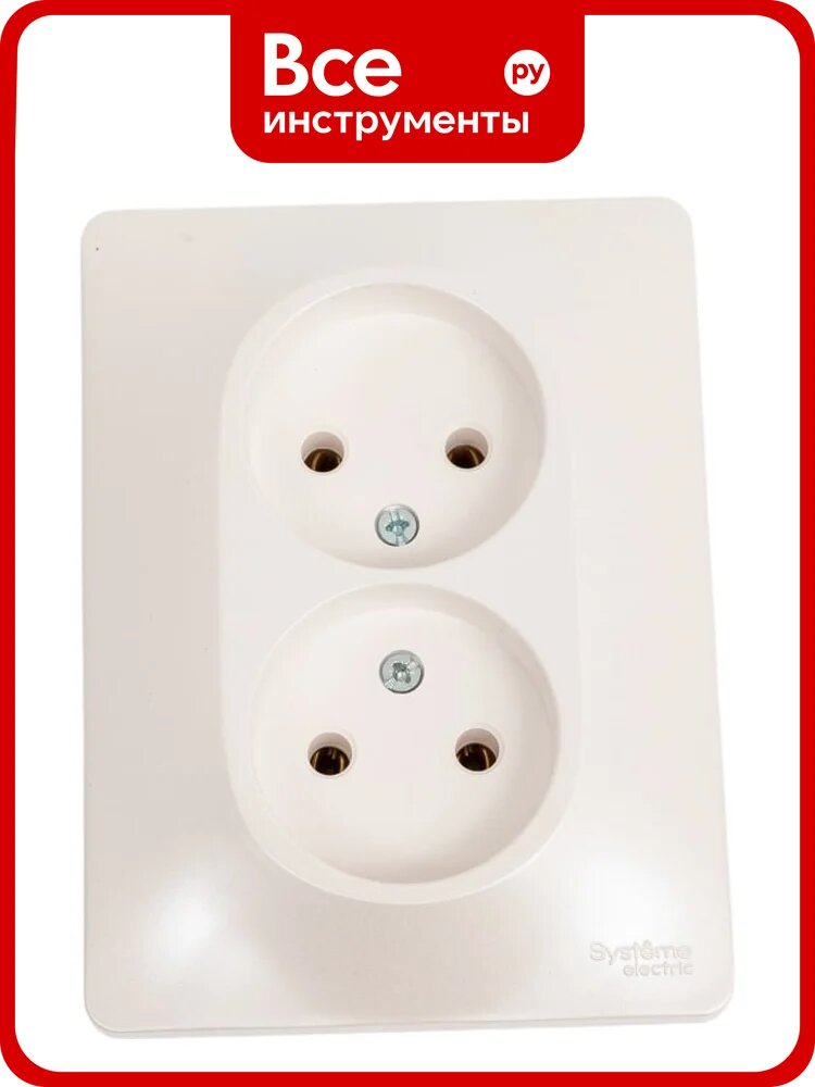 Розетка Systeme Electric Glossa Перламутр 2-ая б/з, 16А в сборе SE GSL000620, 250 В, для сетей