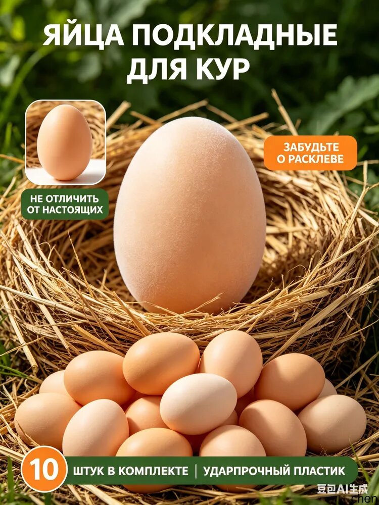 Яйца подкладные для кур, муляж куриного яйца из пластика 10 шт - имитация для гнезда от расклева, товары для фермерства