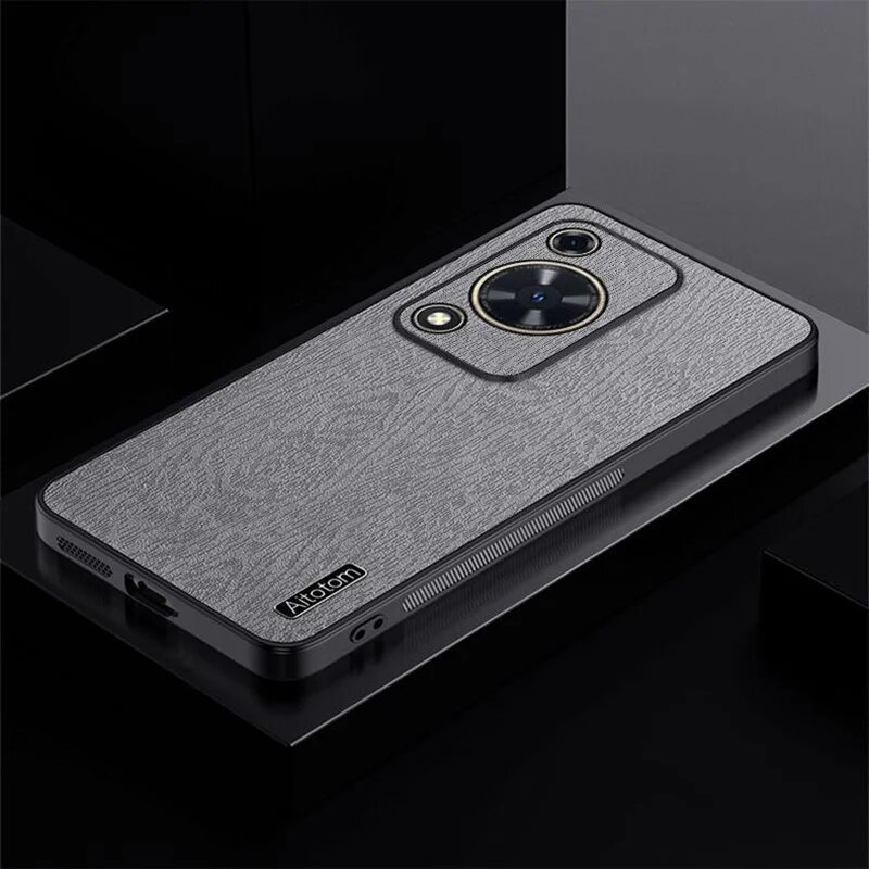 Чехол для телефона Huawei Nova Y72 Роскошь Матовый Узор дерева Кожа Пластик Серый, Серый, Gray