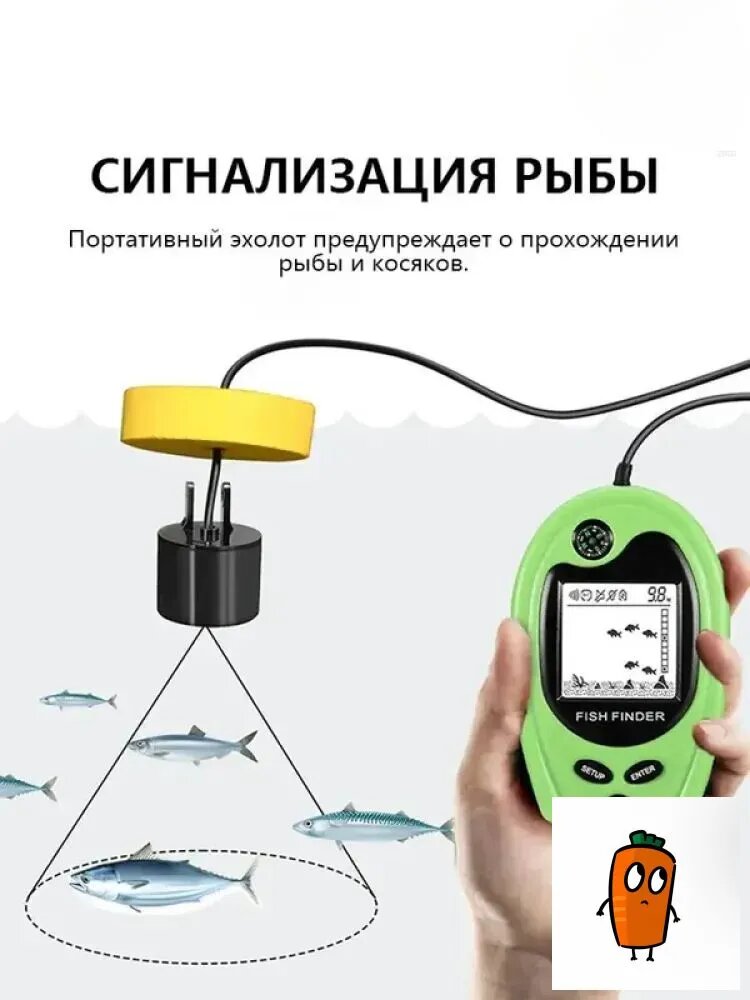 Датчик эхолота Lucky с поплавком, модель FF1108-1/FFC1108-1, морская рыбалка, нейтральная плавучесть, желтый — фото 1