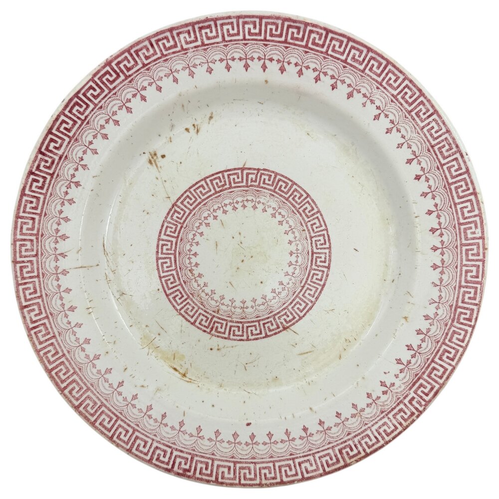 Тарелка "Меандр", 24 см, 1878-1917 гг, Кузнецов И. Е. Волховская фабрика, Российская Империя