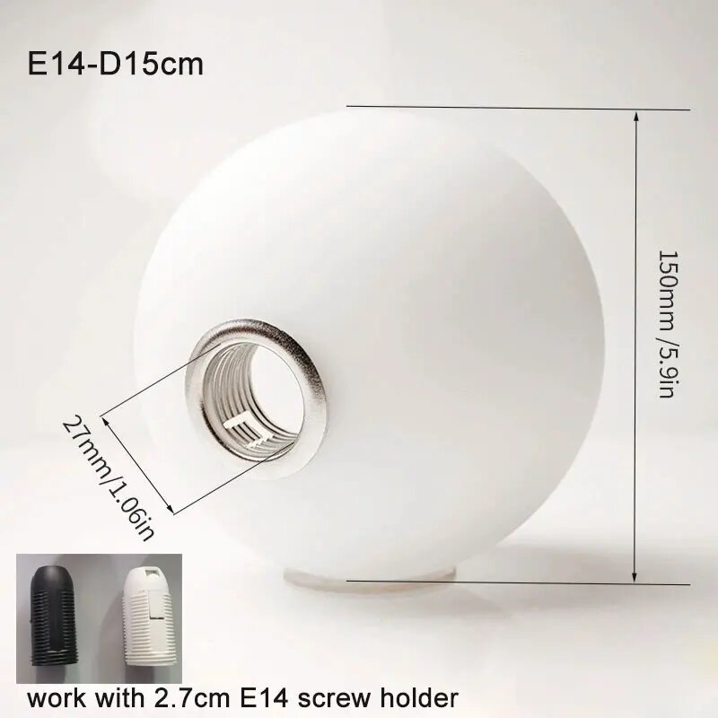 Стеклянный абажур G9 E14 E27 матовый белый E14 D15cm