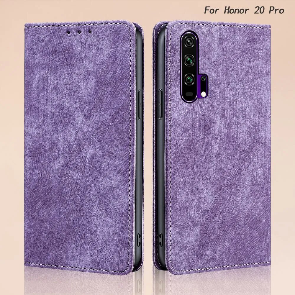 Чехол-книжка подходит на Honor 20 Pro/ чехол кожи для Хонор 20 Про, Новый, женский мужской, противоударный, подставка, фиолетовый
