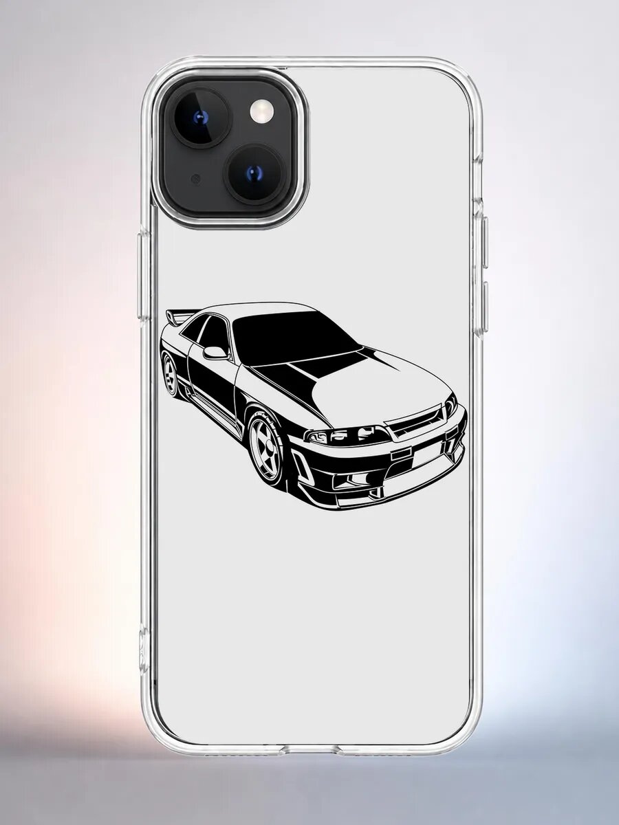 Чехол iPhone 13 спорткар скайлайн силиконовый прозрачный