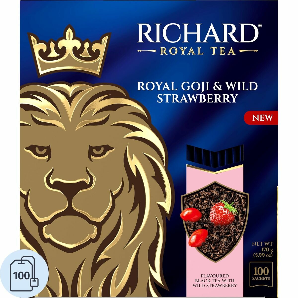 Чай Richard Royal Goji & Wild Strawberry, черный, 100сашетx1,7г (2518625), 9 уп.