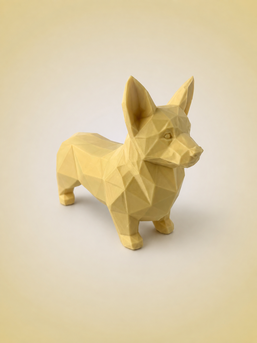 Интерьерная полигональная фигурка Корги из ABS, бежевая, 3D-печать