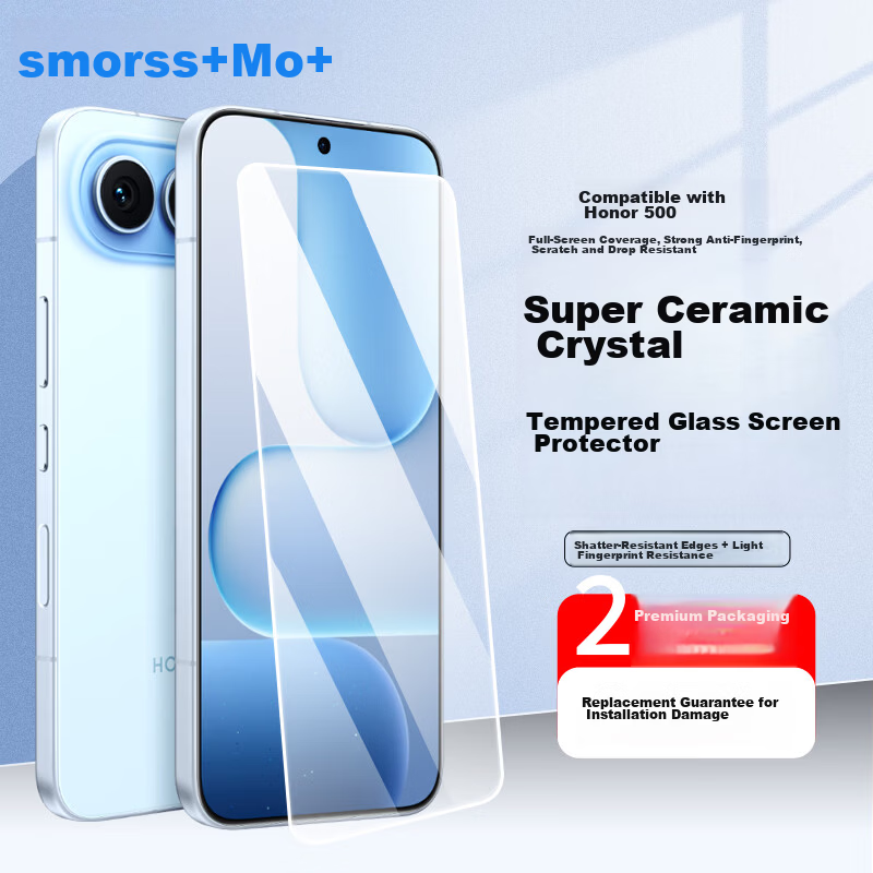Smorss 2-упаковка стеклянного защитного покрытия для Honor 500 Ультратонкий антифингерпринт прозрачный Версия：【Премиум