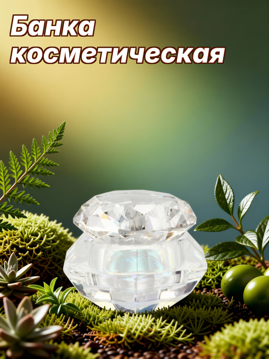 Стеклянная Банка Для Маникюрных Жидкостей Крема Губной Карандаш С Дизайном В Форме Алмаза Удобная И Надежная 6 5x8 Cm