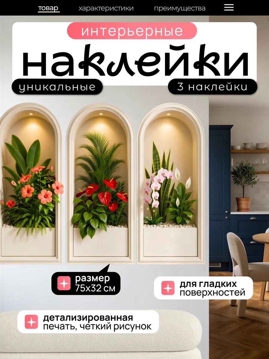 Интерьерные наклейки на стену