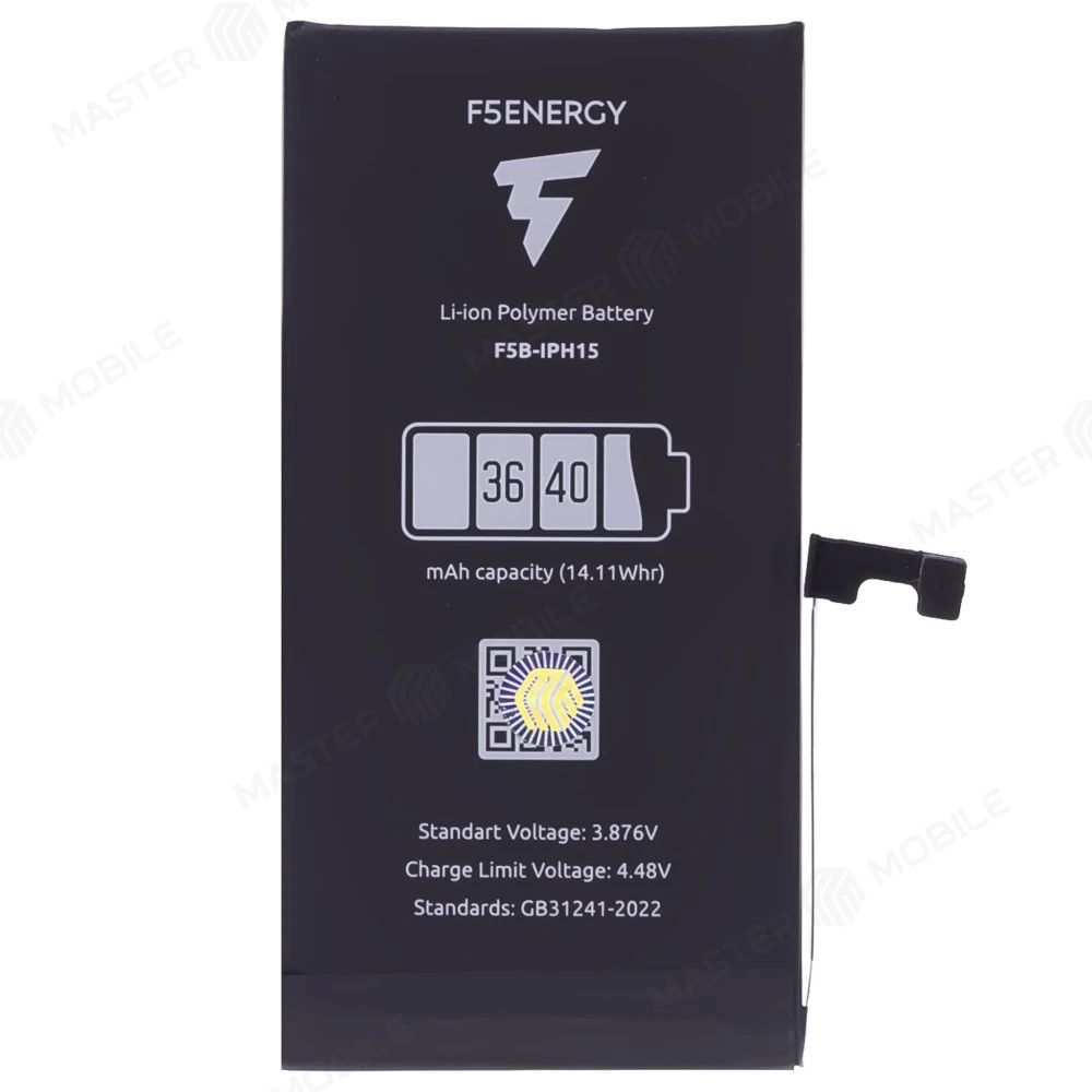 Аккумулятор для Apple iPhone 15 (F5ENERGY) (усиленный) (3640 мАч) (SPECIAL EDITION) + двухсторонний скотч