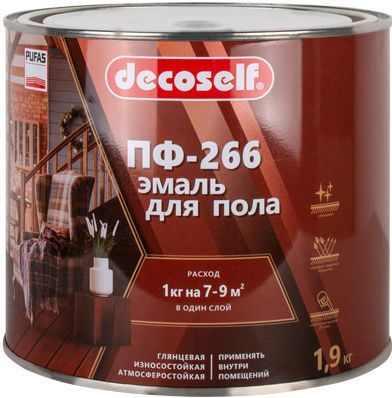 Декоселф эмаль ПФ-266 для деревянных полов желто-коричневая (1,9кг)