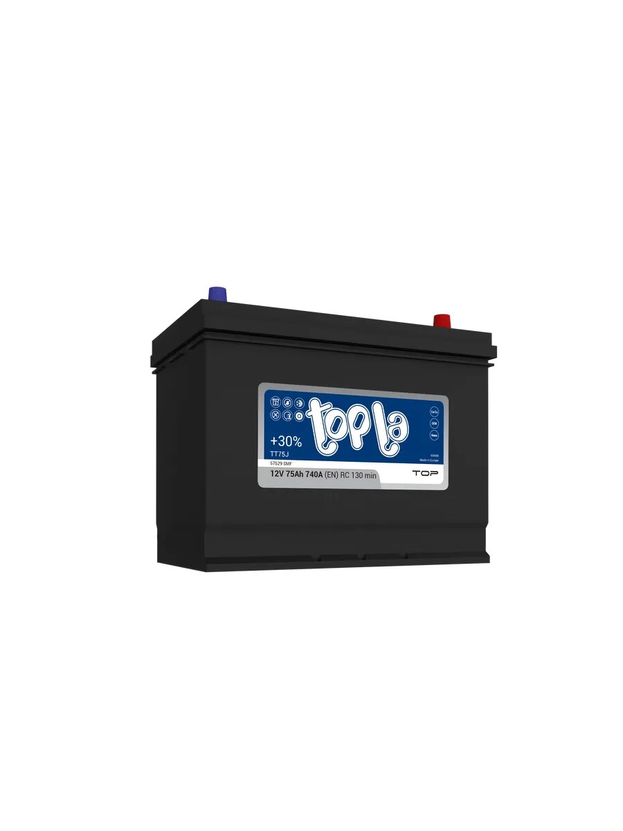 Аккумулятор TOPLA Top JIS 75А/ч обратный R+ D26 EN 740 А