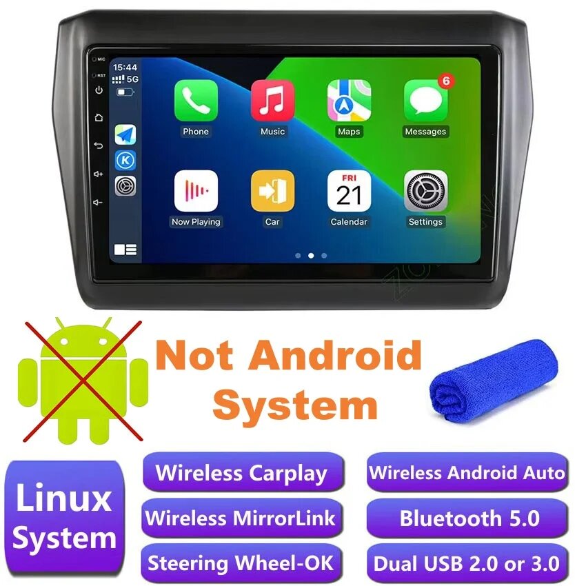 Автомагнитола для Suzuki Swift 2017-2020 с беспроводным CarPlay, Android Auto, мультимедийный Linux