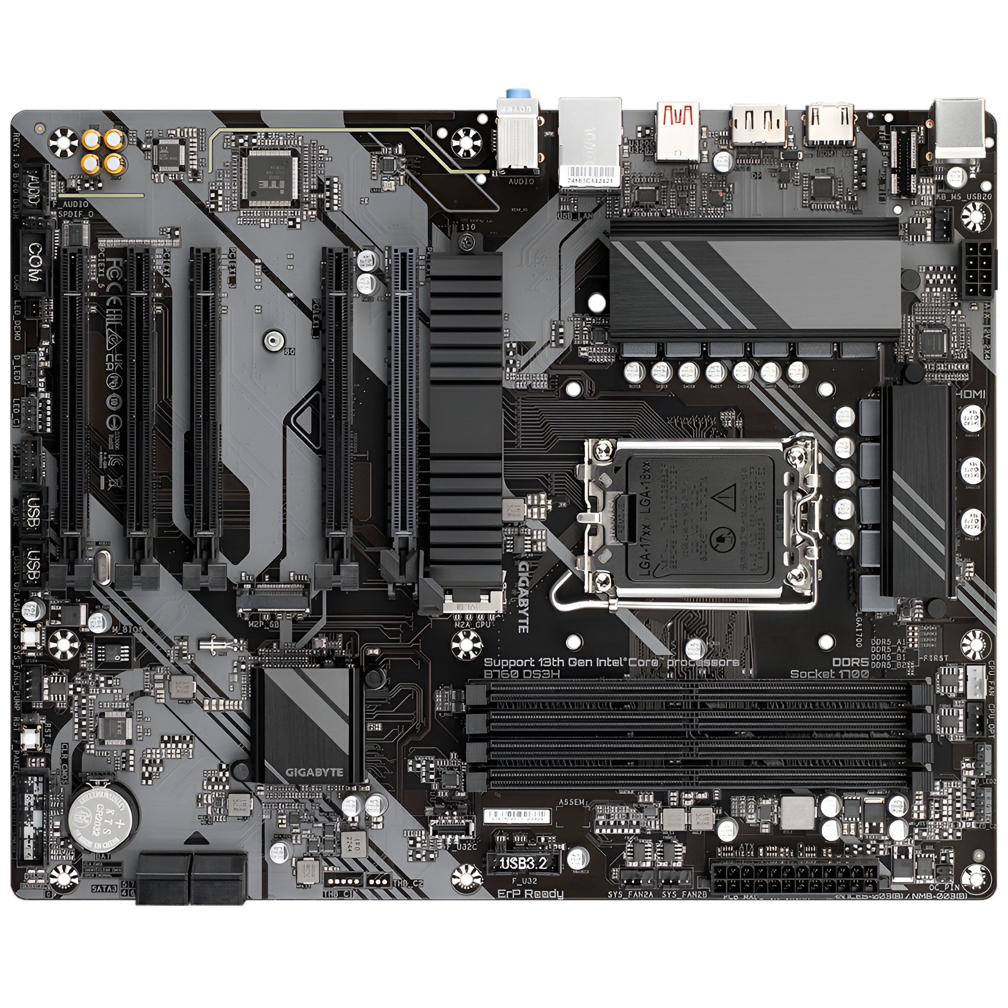 Материнская плата Gigabyte B760 DS3H DDR5 (rev. 1.0), ATX, LGA1700, SATA 6Gb/s Retail