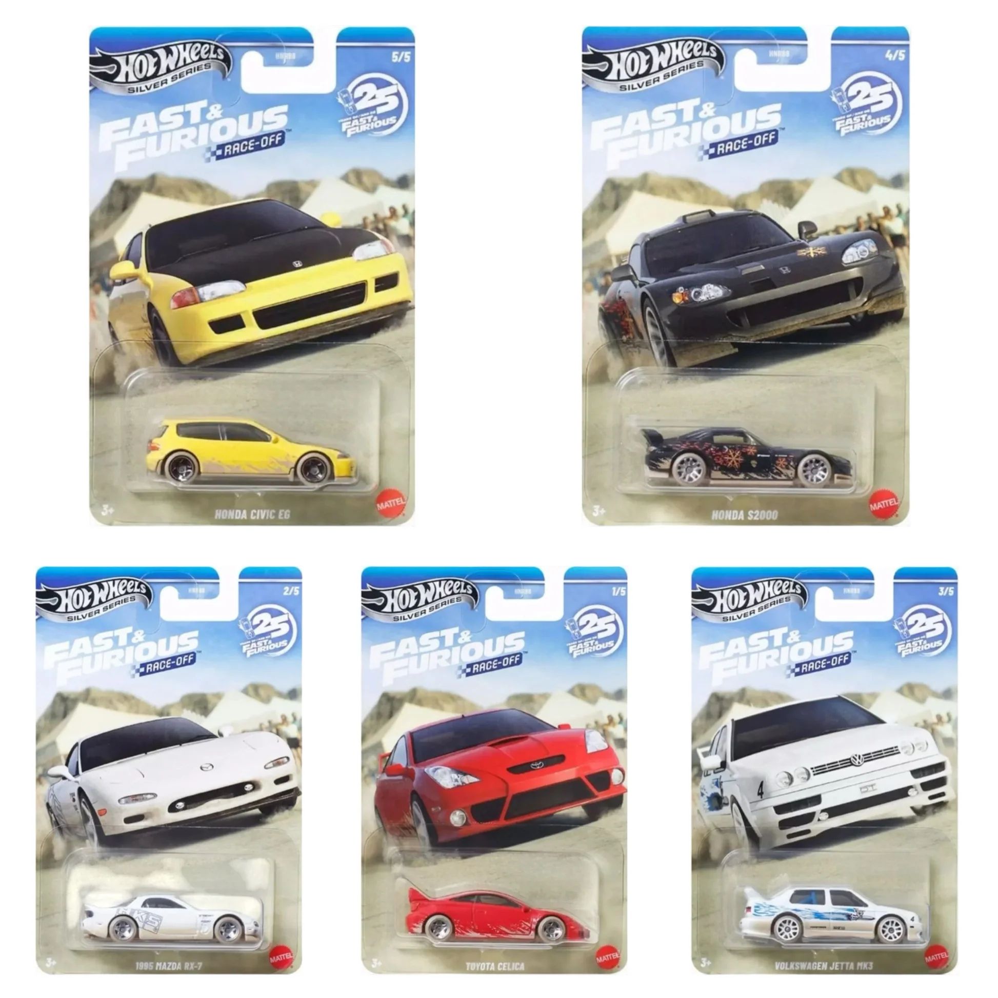 Набор машинок Hot Wheels Mattel 2026 HNR88-9C6P, масштаб 1/64, 5 моделей из металлического сплава