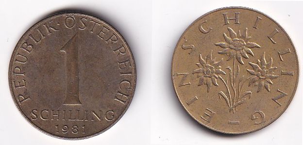 Австрия 1 шиллинг 1981 год