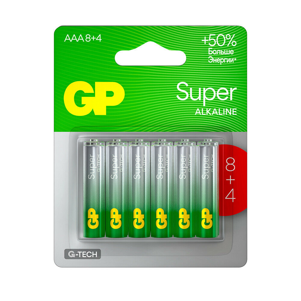 Батарейка GP Batteries Super G Tech АА пальчиковая LR6 1,5 В (12 шт.) (GP 15AA218/4-2CRSBC12)
