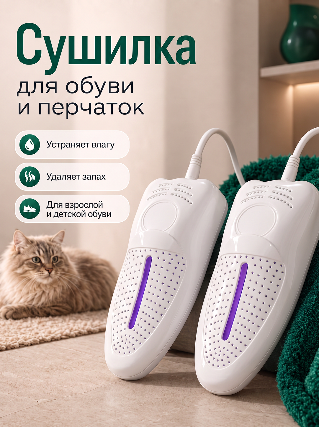 Сушилка для обуви с ультрафиолетом для любой обуви и перчаток