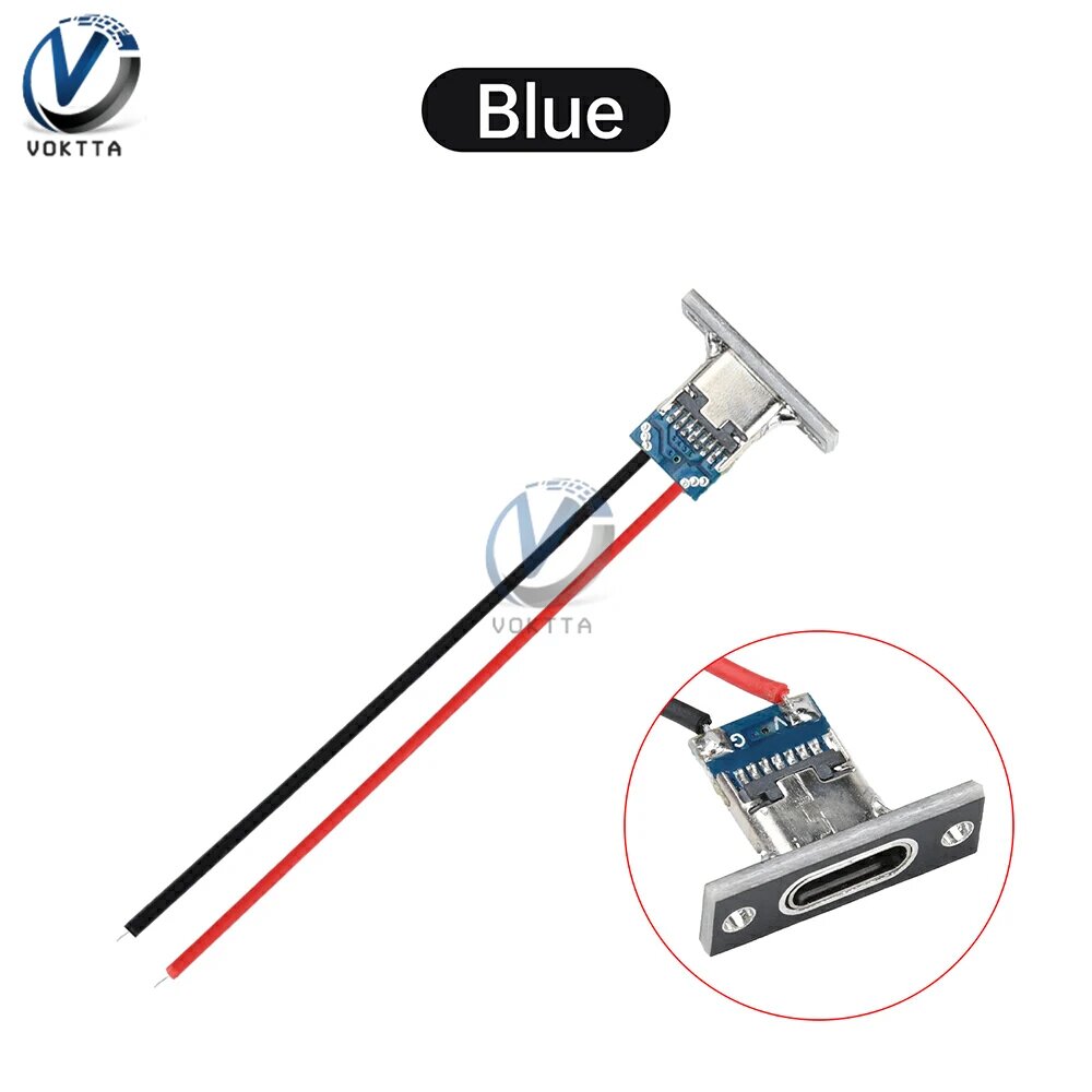 Voktta 2 Pin USB Type-C Female Connector Синий, Blue