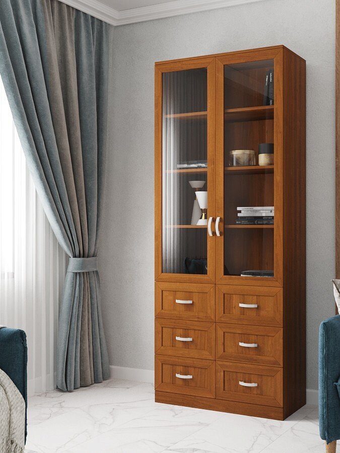 Книжный шкаф МебельЛэнд24 Библиограф - 2 №5 Орех Экко 90x30x230