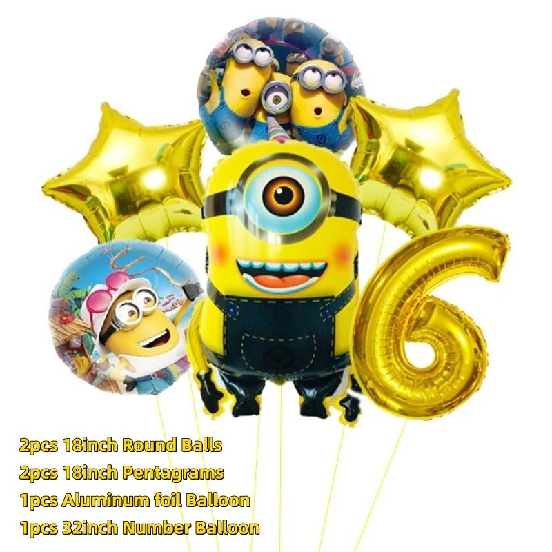 Набор для детского дня рождения Миньоны Potdemiel B 6pcs Number 6
