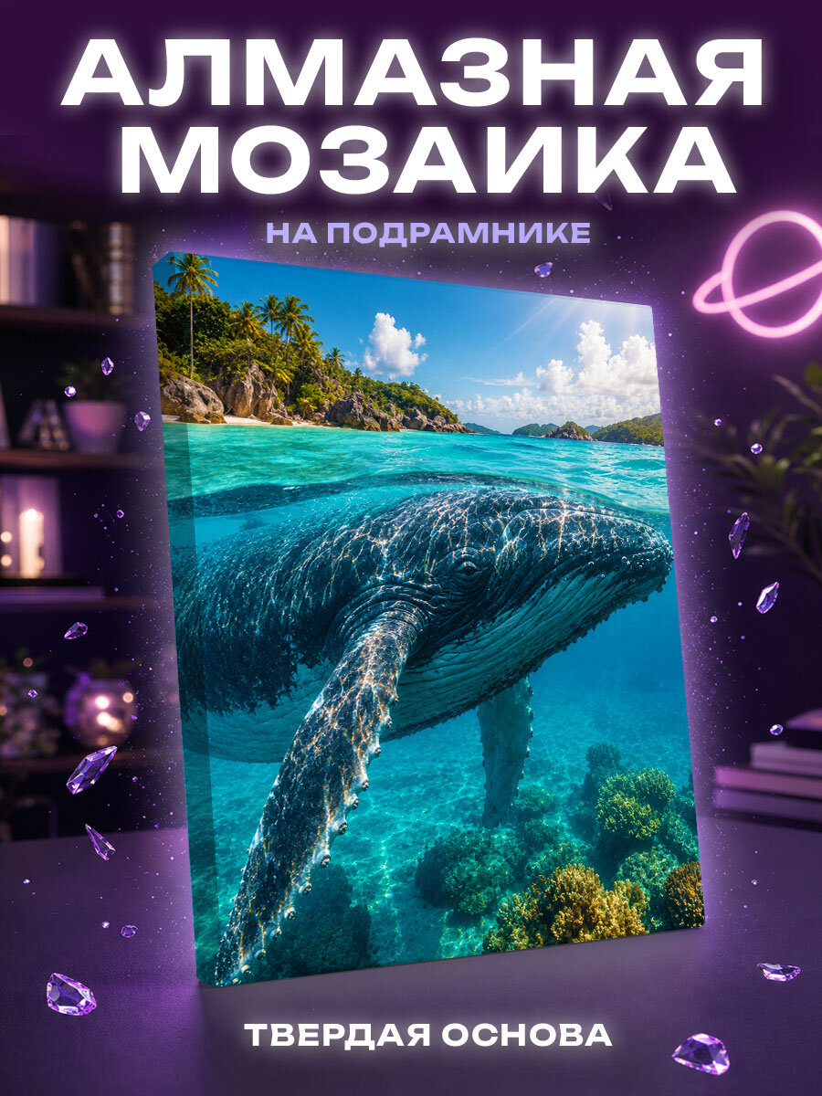 Алмазная мозаика Кит в бирюзовой лагуне