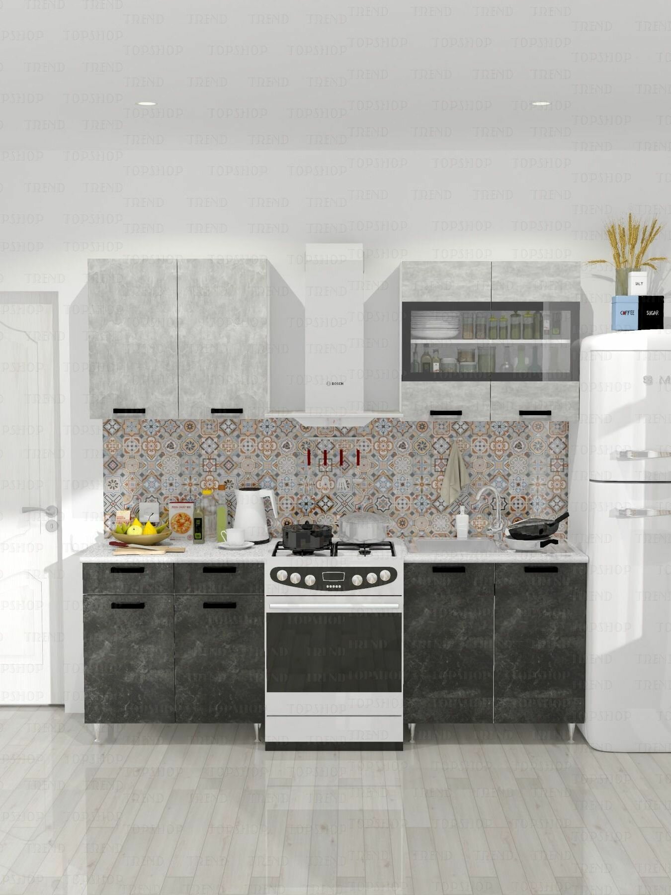 Кухонный гарнитур 160 см. Бетон/Антарес