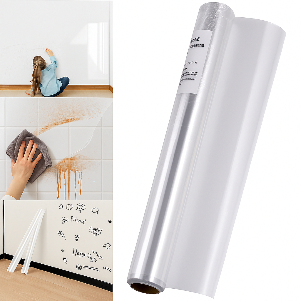 Статическая защитная прозрачная пленка 45смх200см прозрачная, для стен и мебели