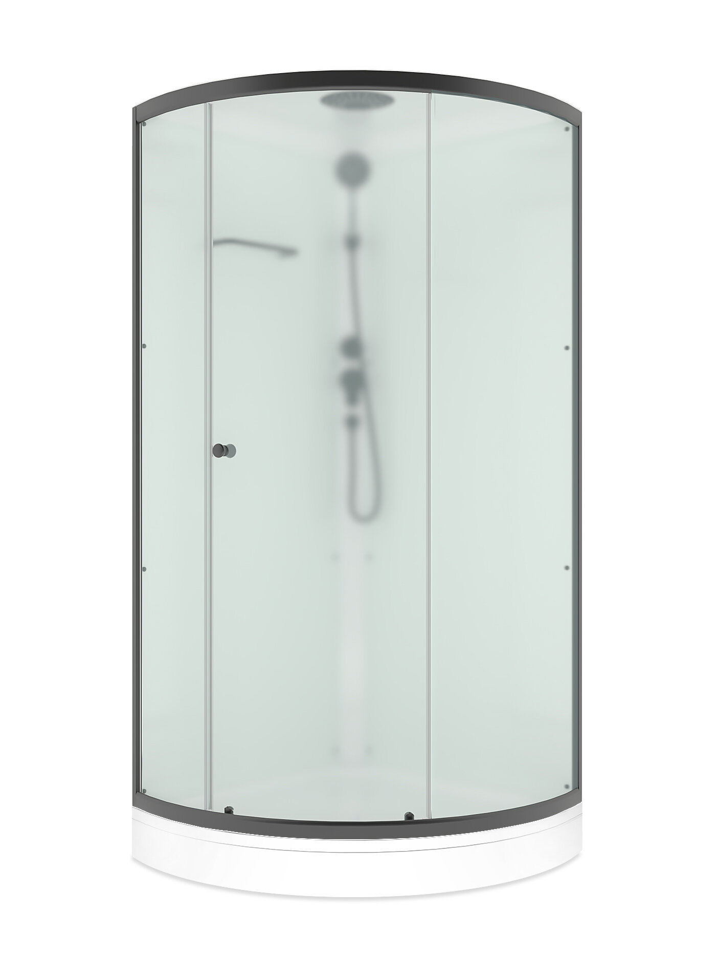 Душевая кабина Domani-Spa Simple 99 Black accents, низкий поддон, белые стенки, профиль Graphite, стекло матовое