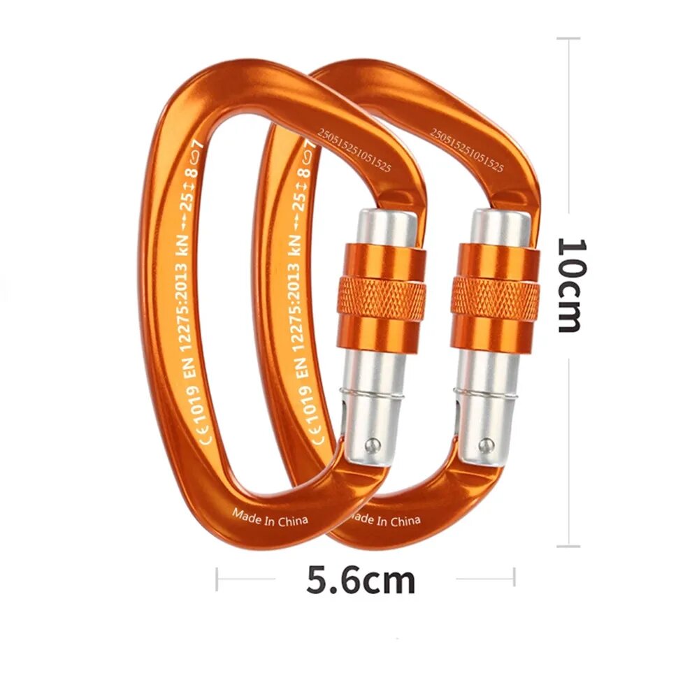 Карабин XINDA Screwgate 25 кН алюминиевый Оранжевый, 2pcs orange