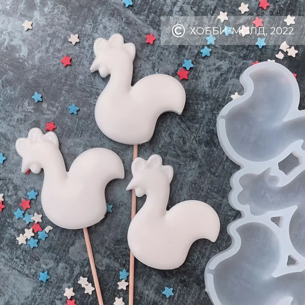 Хоббимолд Форма для конфет "Петушки", 3 яч, 1 шт