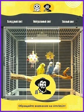 Лампа для птиц с магнитом, регулировкой угла, 3 цветами света (сенсор + ПДУ) Лампа для декоративных птиц