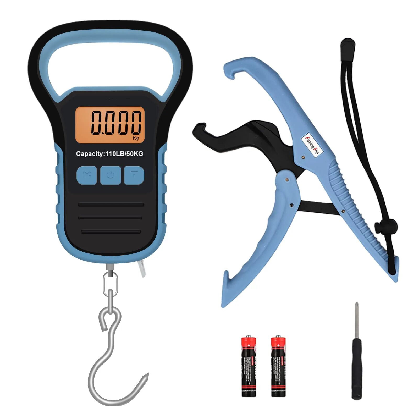 Цифровые рыболовные Весы с линейкой и уловом, портативные подвесные рыболовные Весы 110 фунта/50 кг, весы для взвешивания багажа, ЖК-дисплей с подсветкой Blue