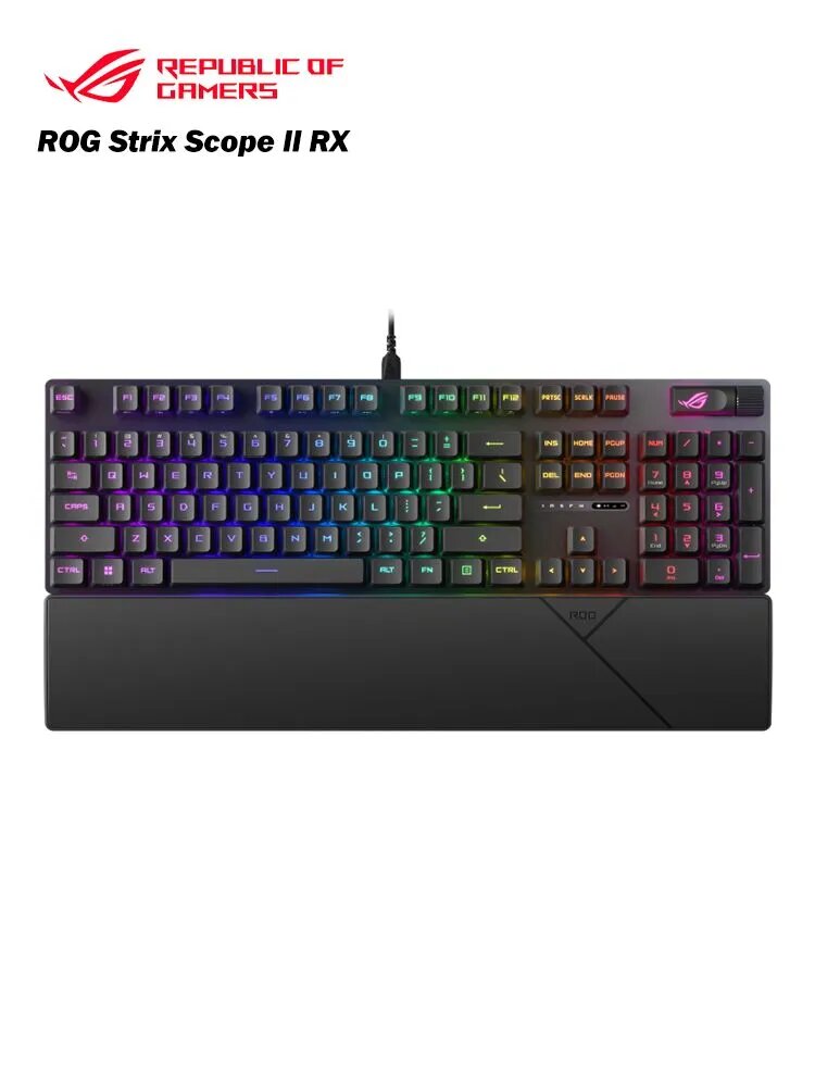 ASUS Игровая клавиатура проводная ROG Strix Scope II RX, (ROG RX Blue), Английская раскладка, черный