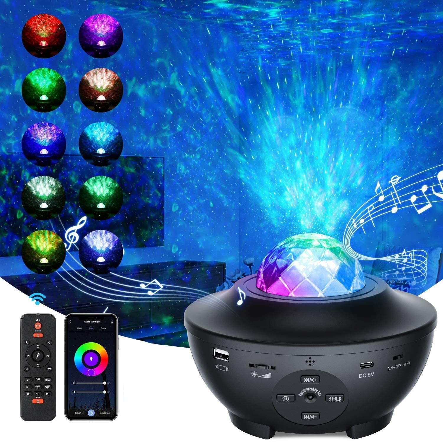 Starry Sky Projection Light Bluetooth Speaker USB Bluetooth Speaker Integrated Colorful Projection Light Colorful Starry Sky Light Atmosphere Night Light