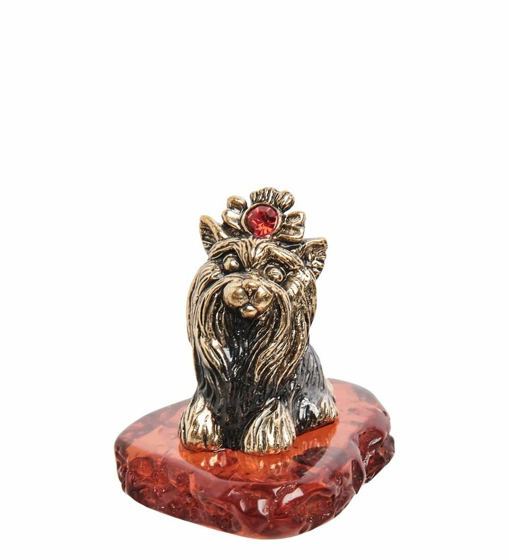 Фигурка Йоркширский терьер (латунь, янтарь) A1966489 Народные промыслы, бронзовый