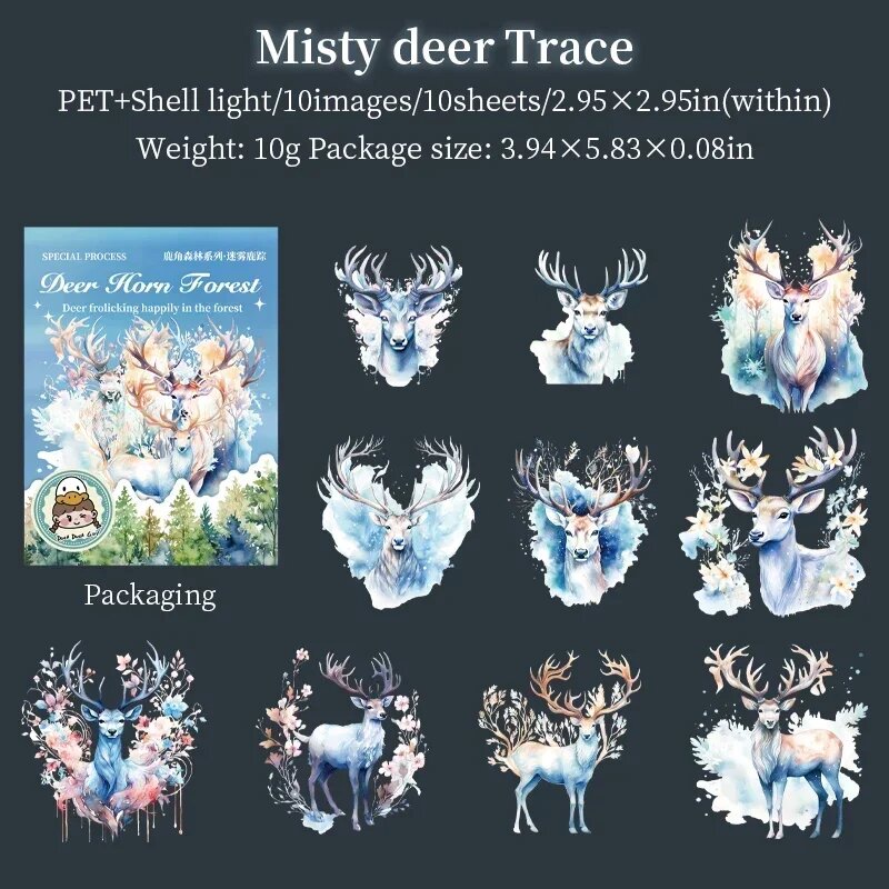 10 Листов, Набор Наклеек С Животными-легкие Рога, Лесной Олень, Молочные Продукты, Декоративная Резка, Альбом
