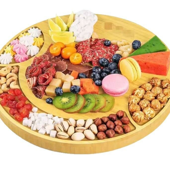 Набор бамбуковых сырных досок с ящиком, доска для сыра и пиццы, хлеб, закуски, западная еда, деревянная разделочная доска, круглая доска для нарезки