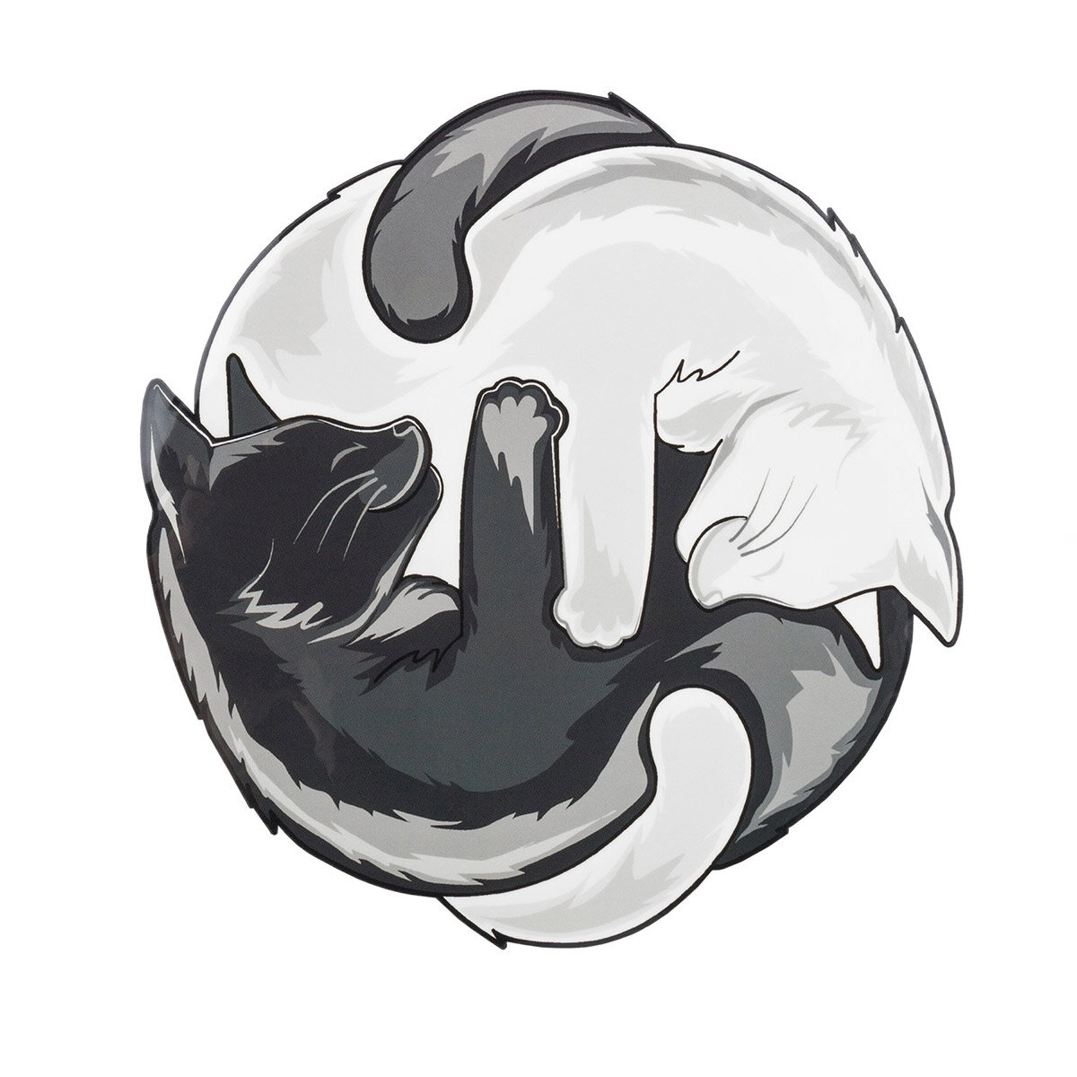 Термотрансфер наклейка на одежду 'Коты инь ян', 18,6 x 18 см, упак/5шт